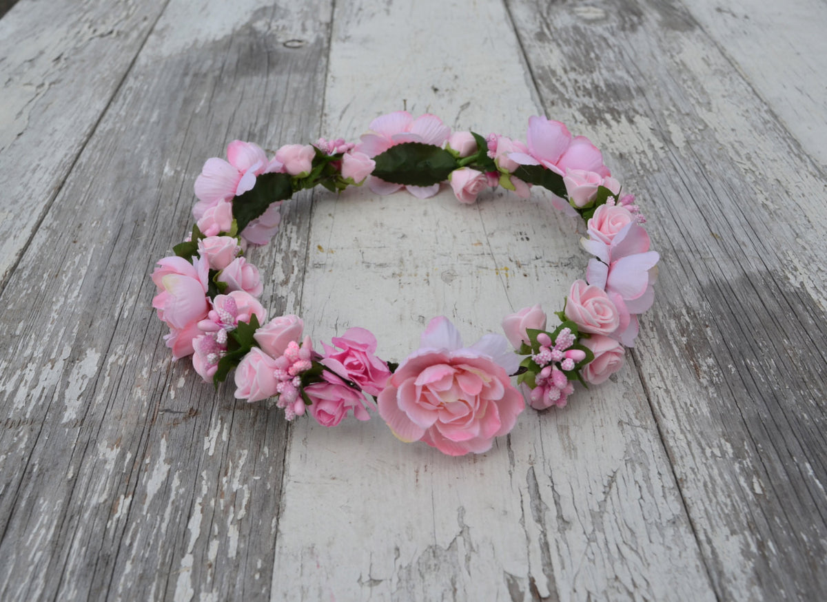 Pink Rose Flower Crown maidenlaneboutique