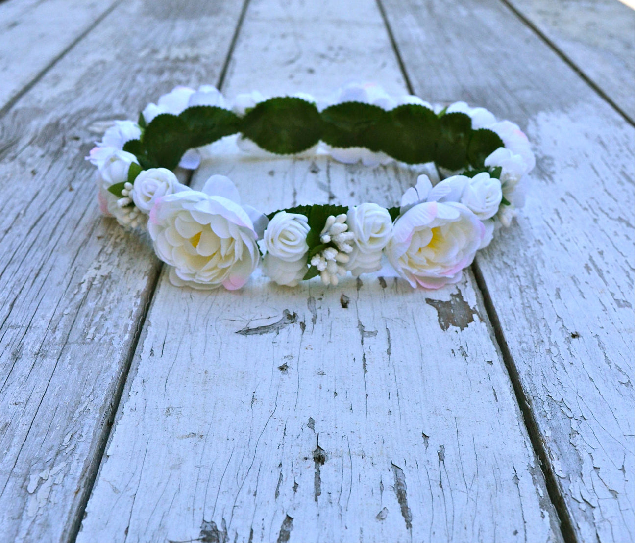 White Ivory Floral Crown, White Flower Headband, Flower Crown, Wedding ...